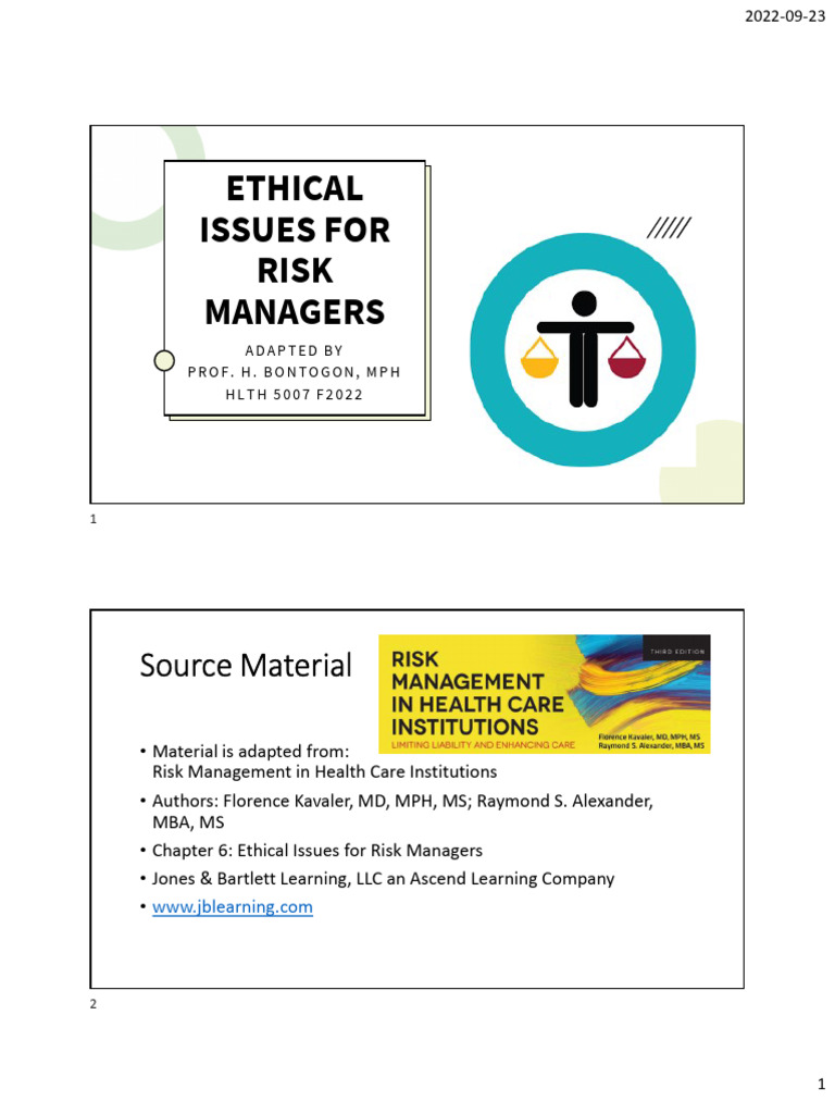 CHAPTER 6 F2022 Ethics in Risk Management | PDF | Informed Consent ...