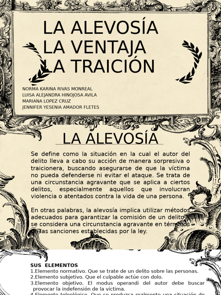 Alevosía: Definición y Elementos Clave | PDF | Malicia de antemano ...