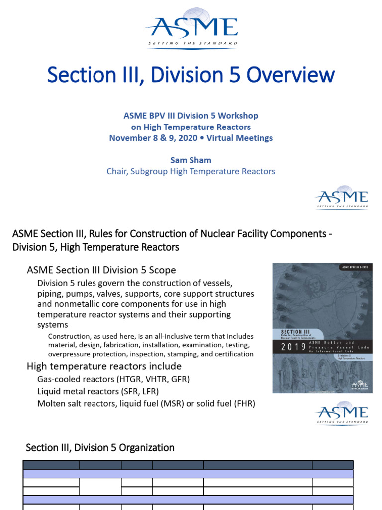 ASME Division 5: High Temp Reactor Codes | PDF | Deformation ...