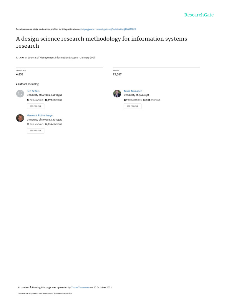 Design Science Research Methodology For Information Systems | PDF | Methodology | Science