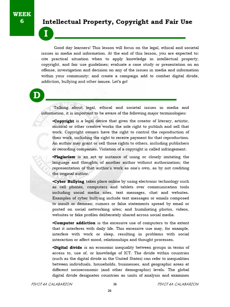 Wk7-Intellectual Property, Copyright and Fair Use | PDF | Fair Use ...