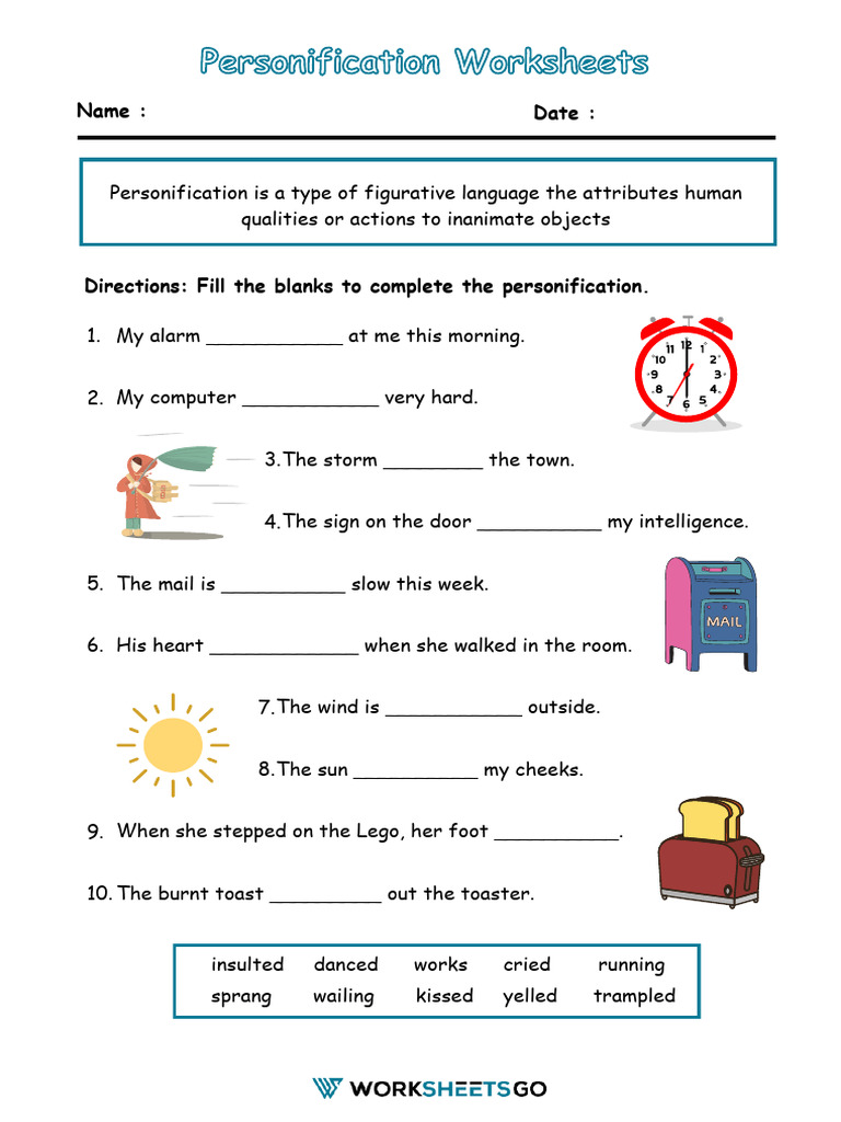 Personification Worksheets | PDF
