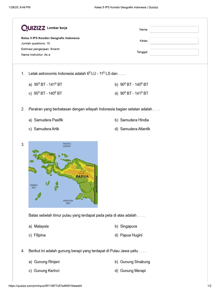 Kelas 5 IPS Kondisi Geografis Indonesia | PDF