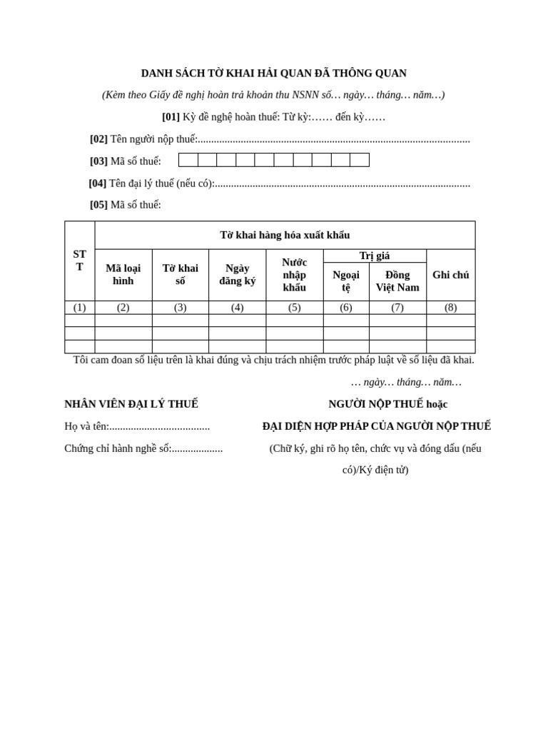 Danh Sách T Khai H I Quan Đã Thông Quan | PDF