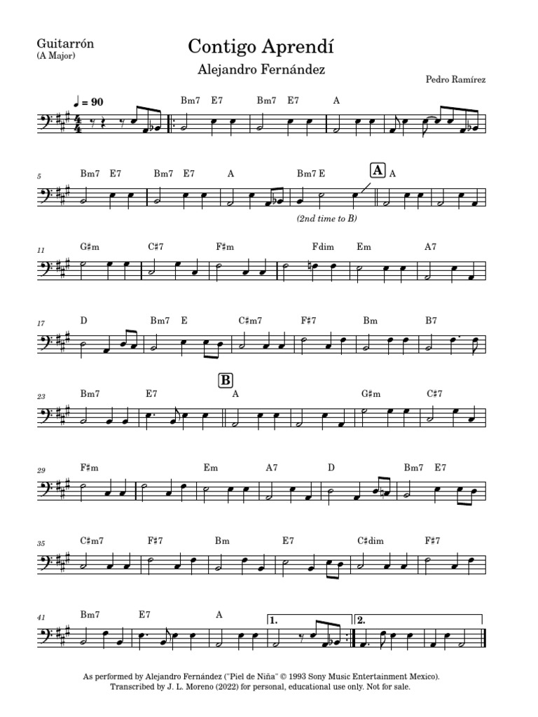 Contigo Aprendí Fernández A Guitarrón Chords Pdf