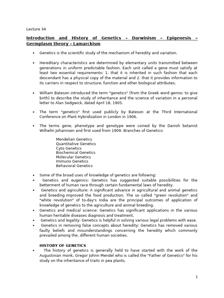 History of Genetics Overview | PDF | Heredity | Genetics