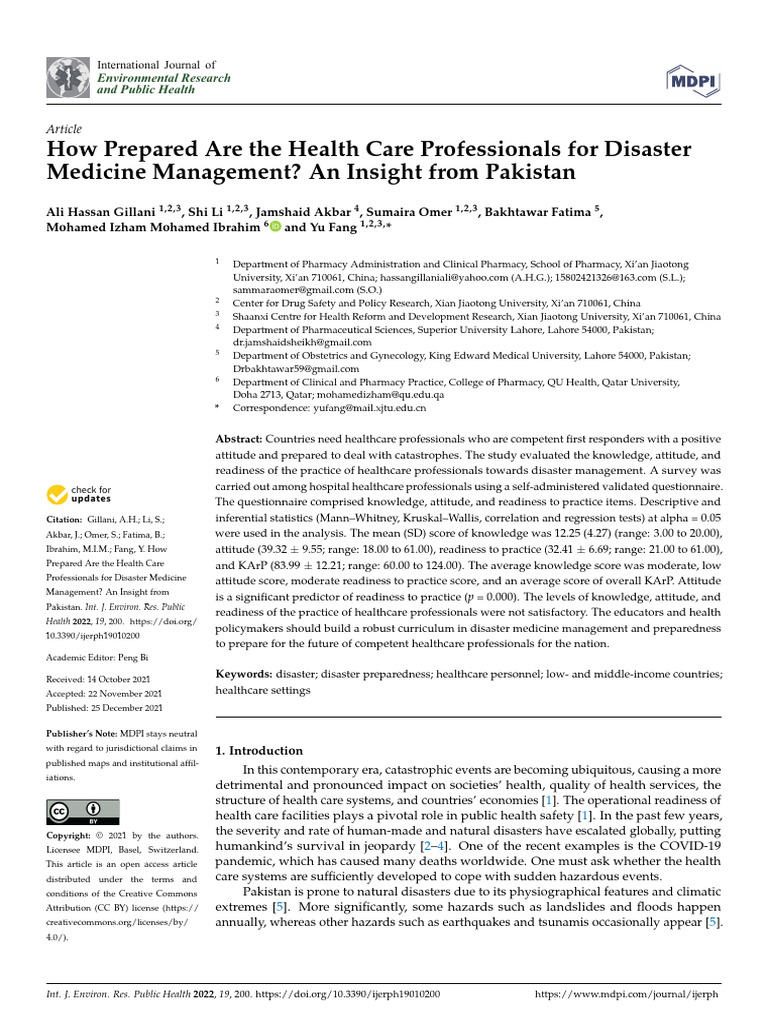 How Prepared Are The Health Care Professionals For Disaster | PDF ...
