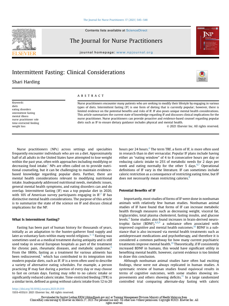Intermittent Fasting - Clinical Considerations | PDF | Dieting | Mental ...