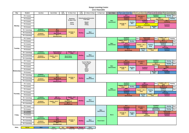 2025 Schedule & Timetable - XLSX - 17 - 2 - 2025 (New) | PDF