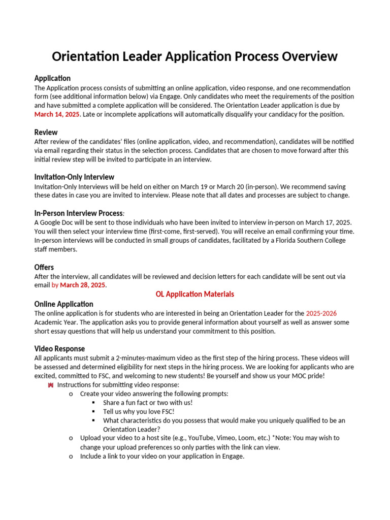 Application Process Description 2025 | PDF