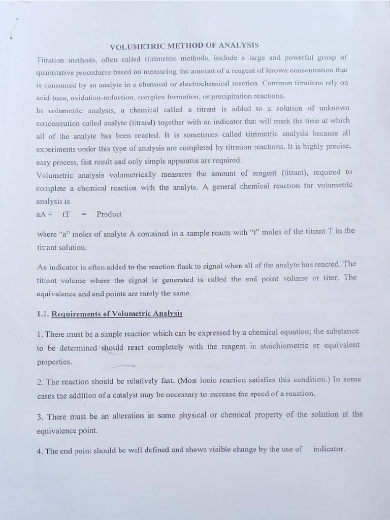 CHM115 Volumetric Analysis | PDF