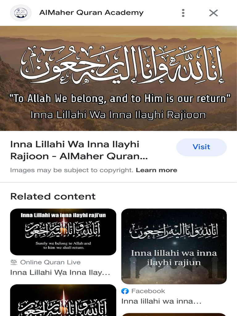 Inna Lillahi Wa Inna Ilayhi Raji'un - Google Search | PDF