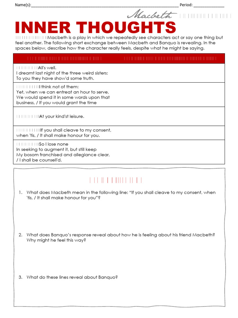2 Macbeth Activities Act 2 | PDF | Macbeth | Shakespearean Tragedies