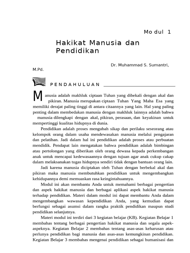 Modul Hakikat Manusia Dan Pendidikan | PDF
