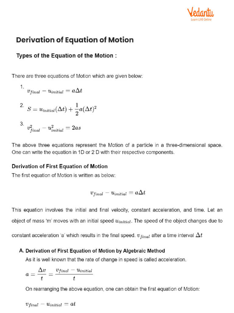 Derivation of Equation of Motion | PDF
