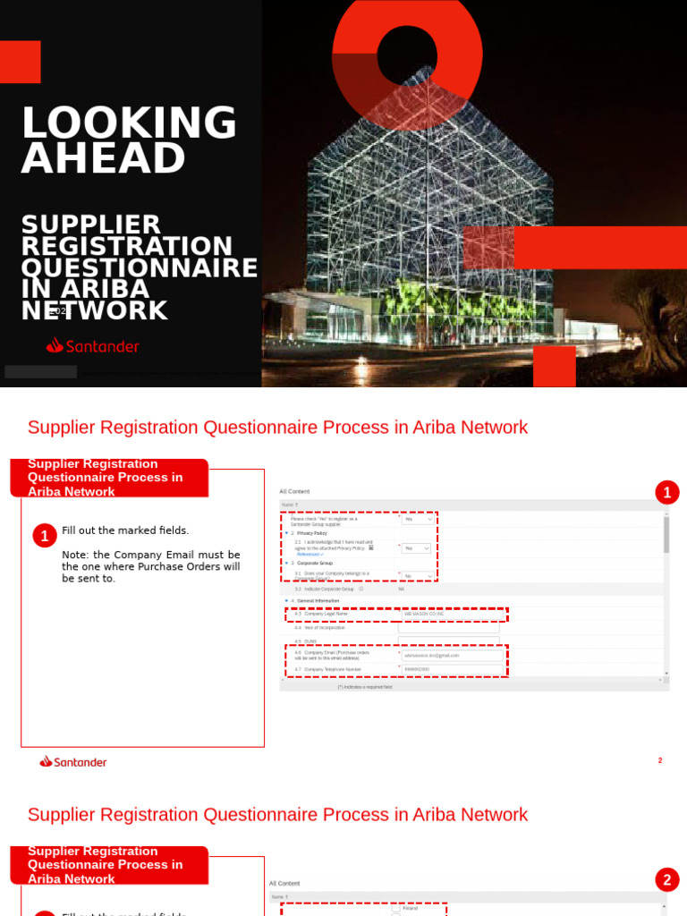 Supplier Registration Questionnaire Process in Ariba Network | PDF