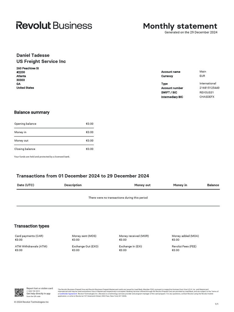 Monthly Statement - 01 Dec 2024 - 29 Dec 2024 | PDF | Debit Card | Visa ...