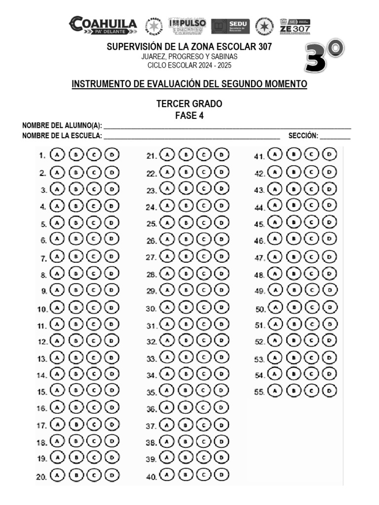 Hoja de Respuestas 2do. Mom | PDF