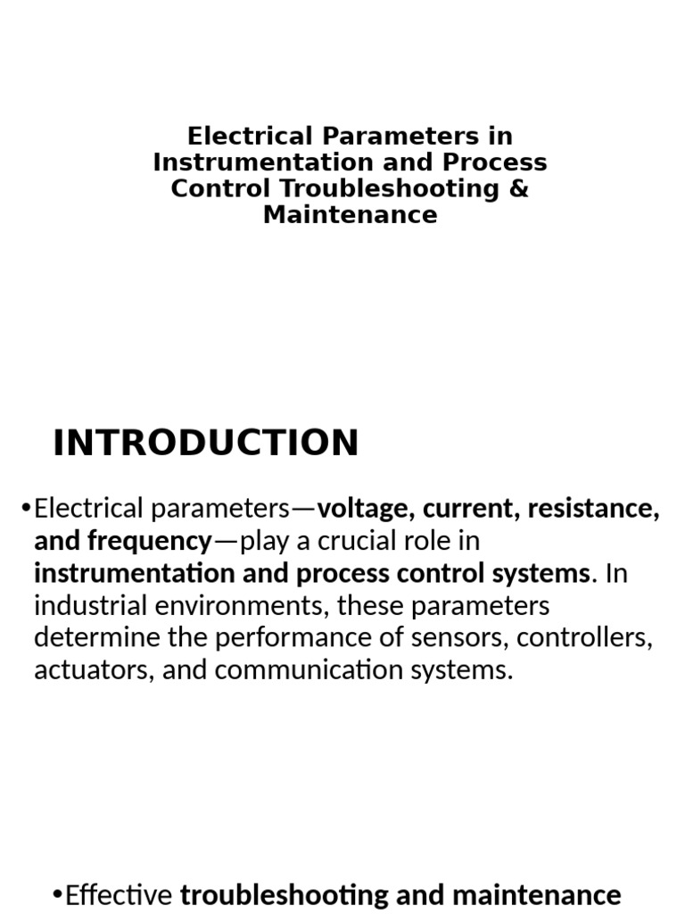 Week 3 - Electrical Parameters in Instrumentation and Process Control ...