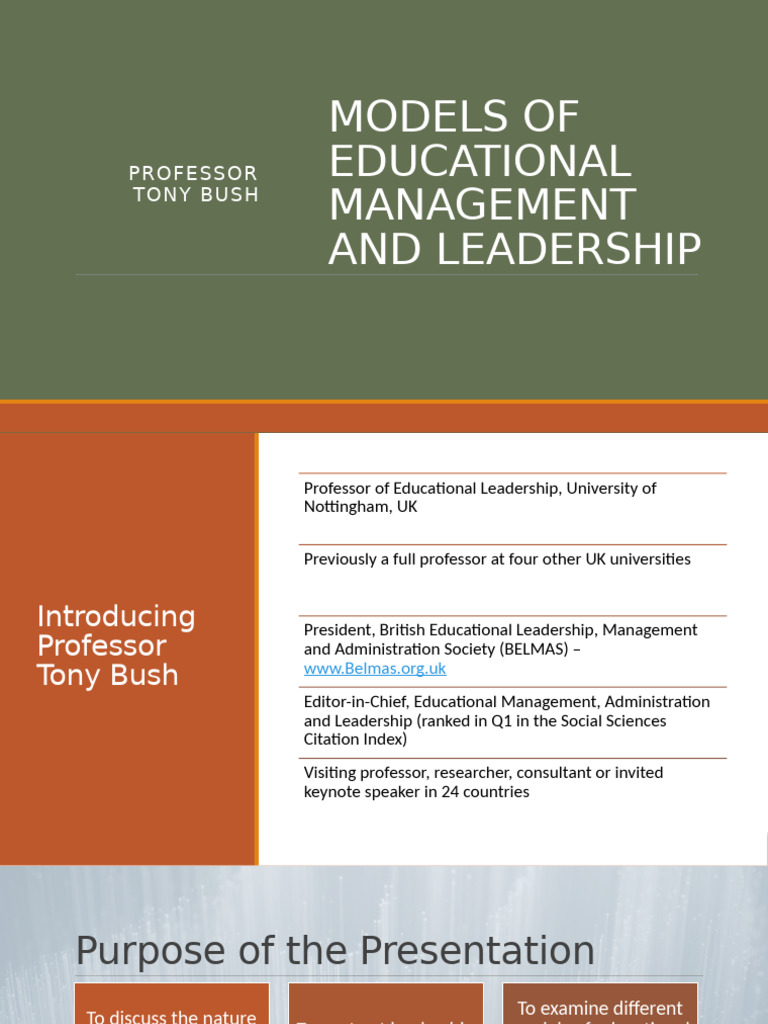 MODELS OF OF EDUCATIONAL LEADERSHIP AND MANAGEMENT PRESENTATION ...