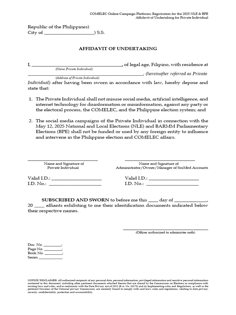 AffidavitOfUndertaking PrivateIndividual | PDF | Identity Document ...