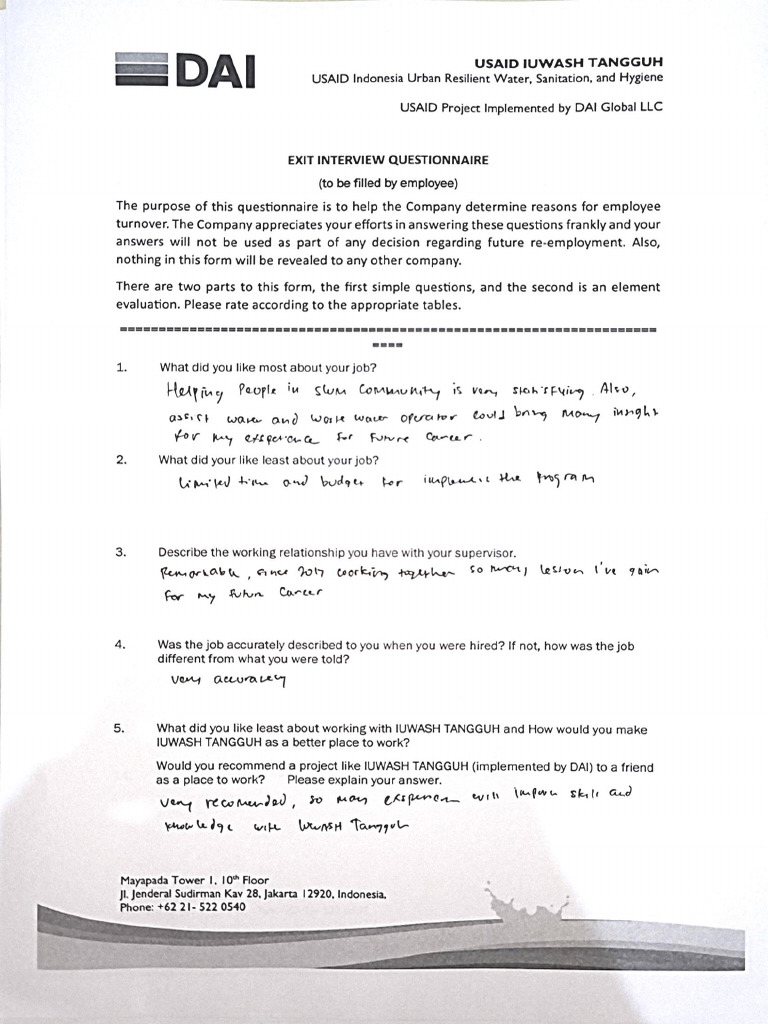 Exit Interview | PDF | Industrial And Organizational Psychology | Employee Relations