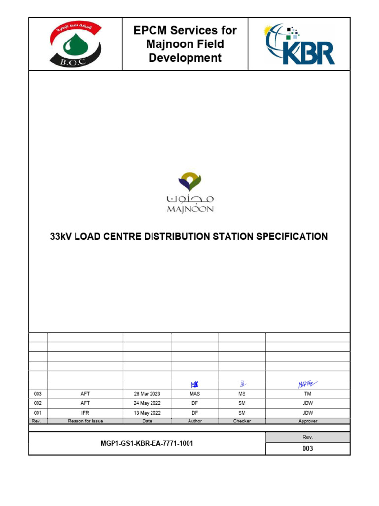 MGP1 GS1 KBR Ea 7771 1001 - 003 | PDF | Specification (Technical Standard) | Electricity