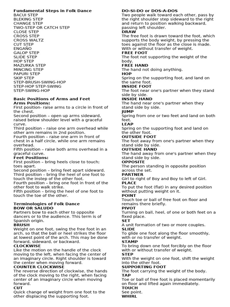 Fundamental Steps in Folk Dance | PDF | Foot | Dances