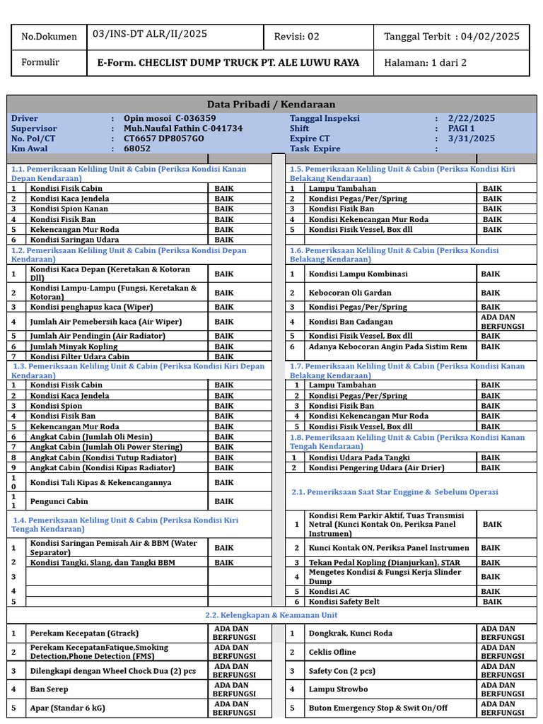 E-Form. Checklist DT Opin Mosoi C-036359 | PDF