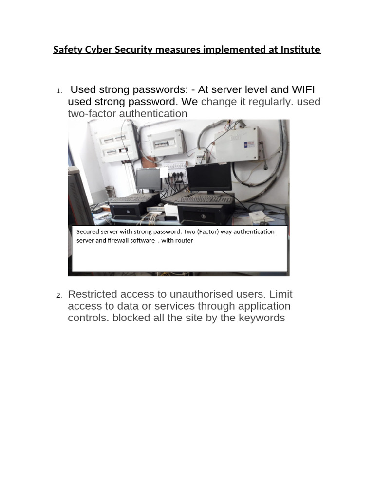 Cyber Security Measures Implemented at Institute | PDF