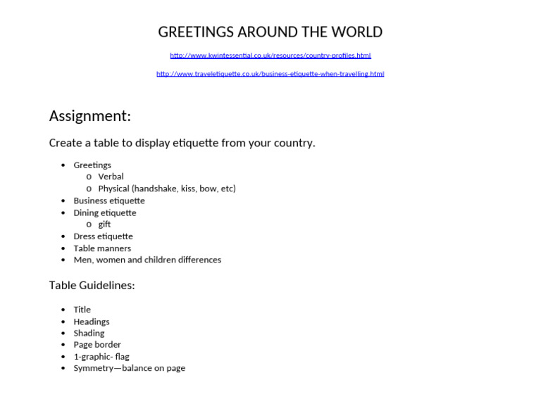Greetings Around The World | PDF