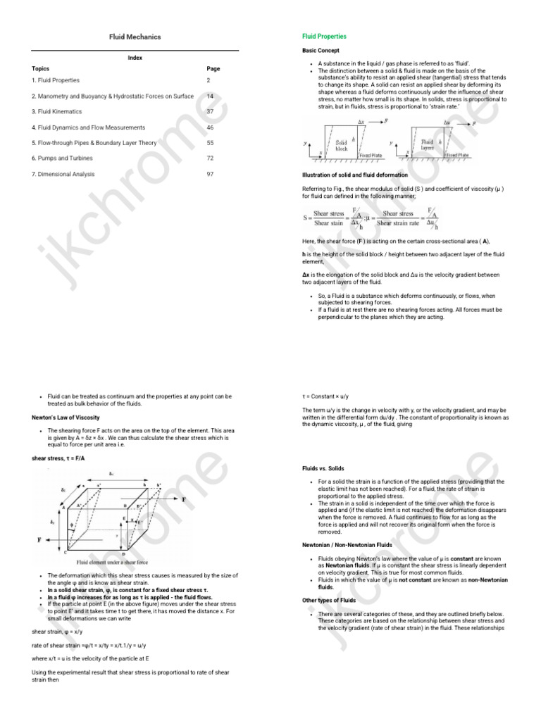 Fluid Mechanics: Properties and Concepts | PDF | Buoyancy | Shear Stress