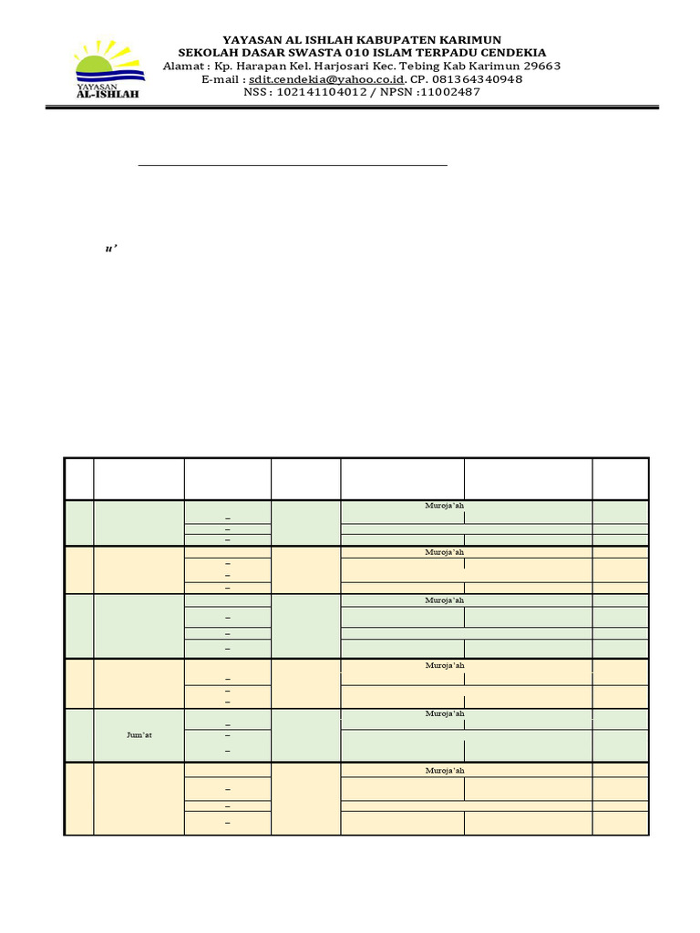 Surat Pemberitahuan SAS Ganjil 2024-2025 (JADWAL UJIAN) | PDF