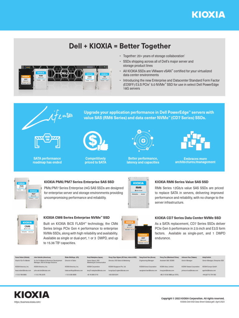 KIOXIA_Dell_EMC_Data_Sheet_Global_2023-04 | PDF | Byte | Solid State Drive