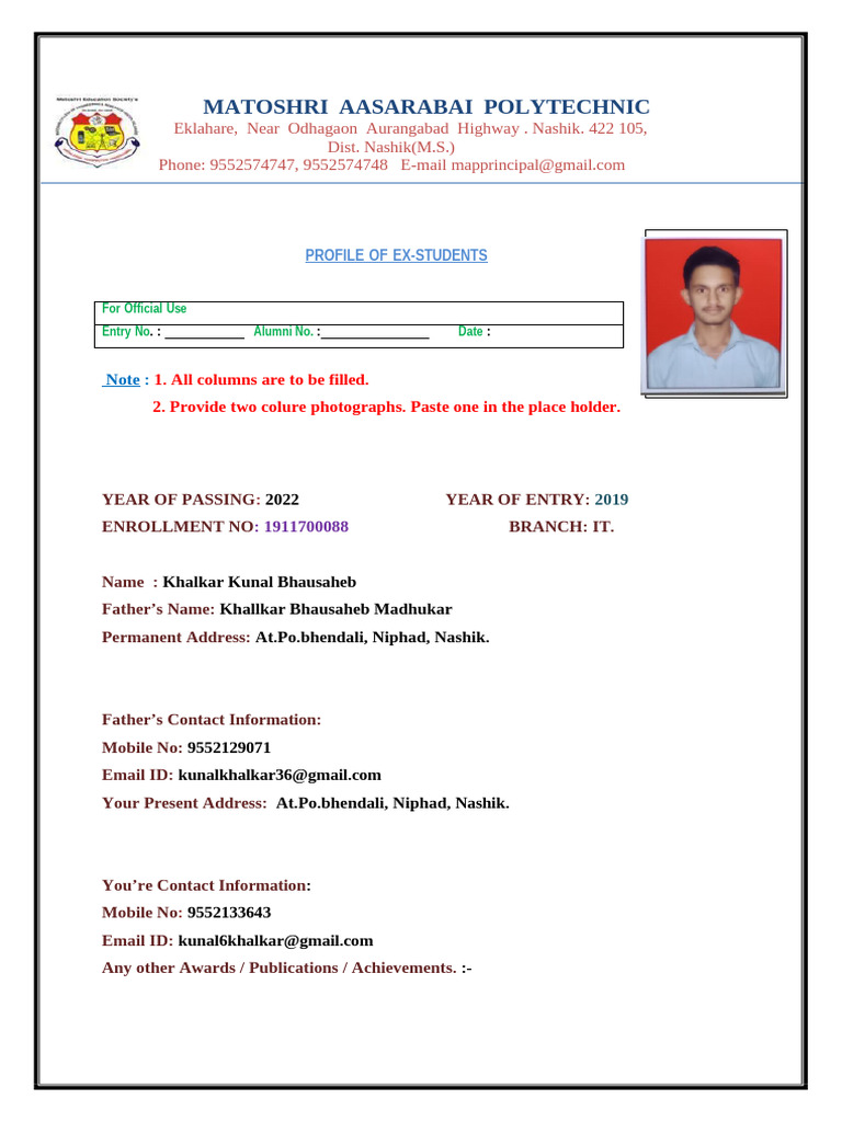 ALUMNI FORMAT (1) Kunal | PDF