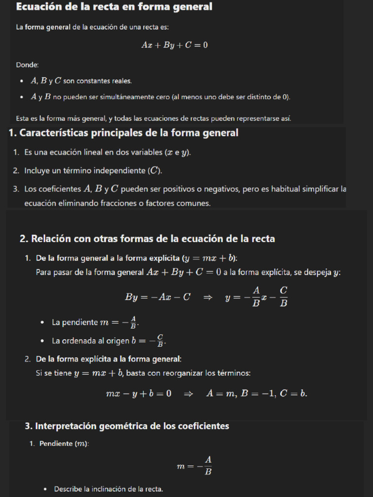 LINEA RECTA(ECUACION GENERAL) | PDF LINEA RECTA(ECUACION GENERAL) | PDF
