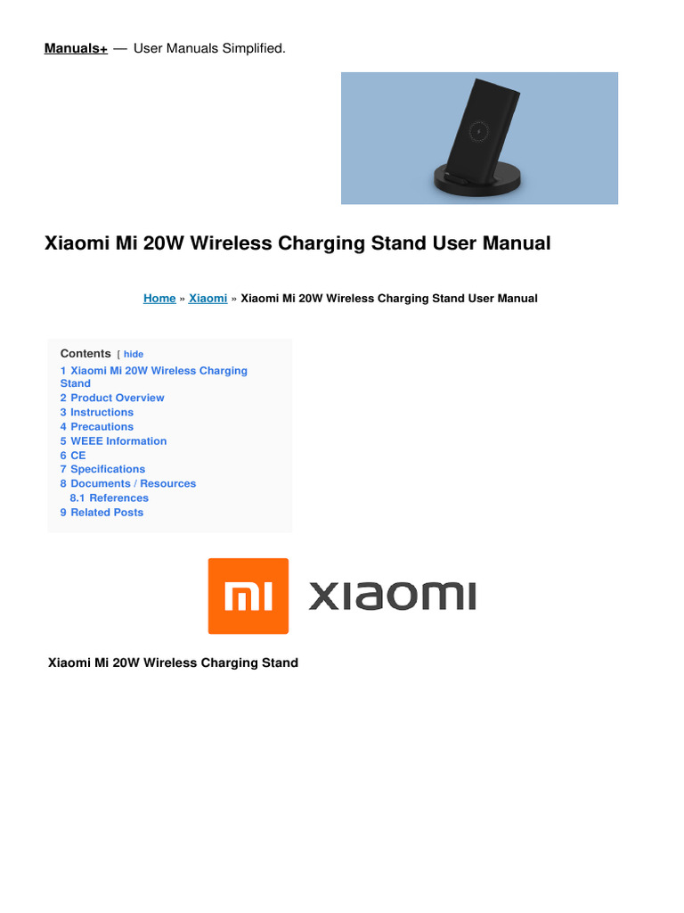 mi-20w-wireless-charging-stand-manual | PDF | Battery Charger ...