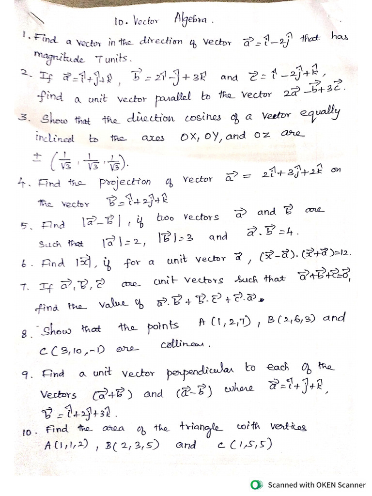 vector algebra | PDF