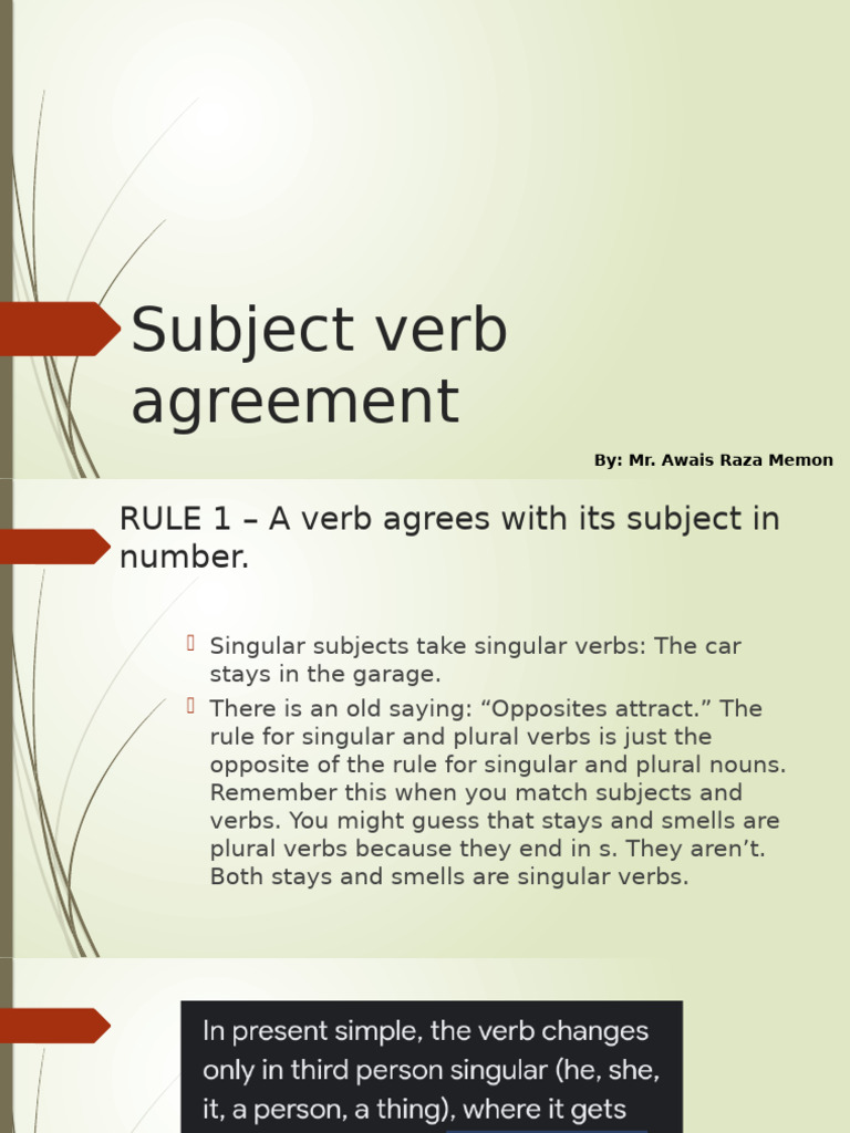 Subject-Verb Agreement Rules Explained | PDF | Grammatical Number | Plural