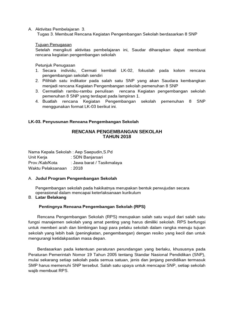 LK-03. Menyusun Rencana Pengembangn | PDF
