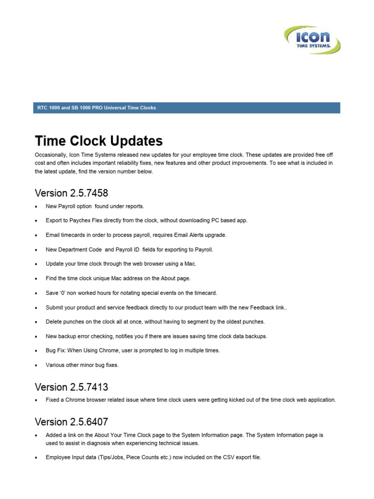 Universal Time Clock Update Change Log | PDF | Flash Memory | Software Bug