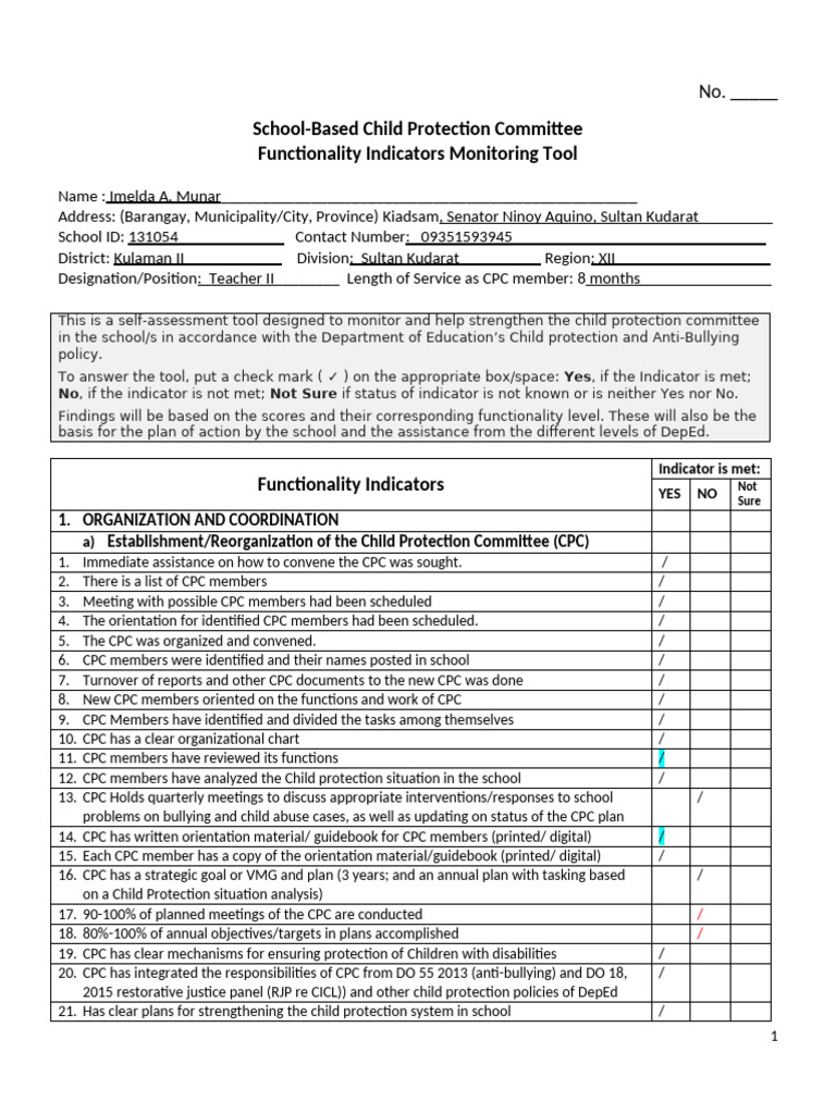 Kiadsam ES CPC Functionality Assessment Tool - .2024-2025 | PDF ...