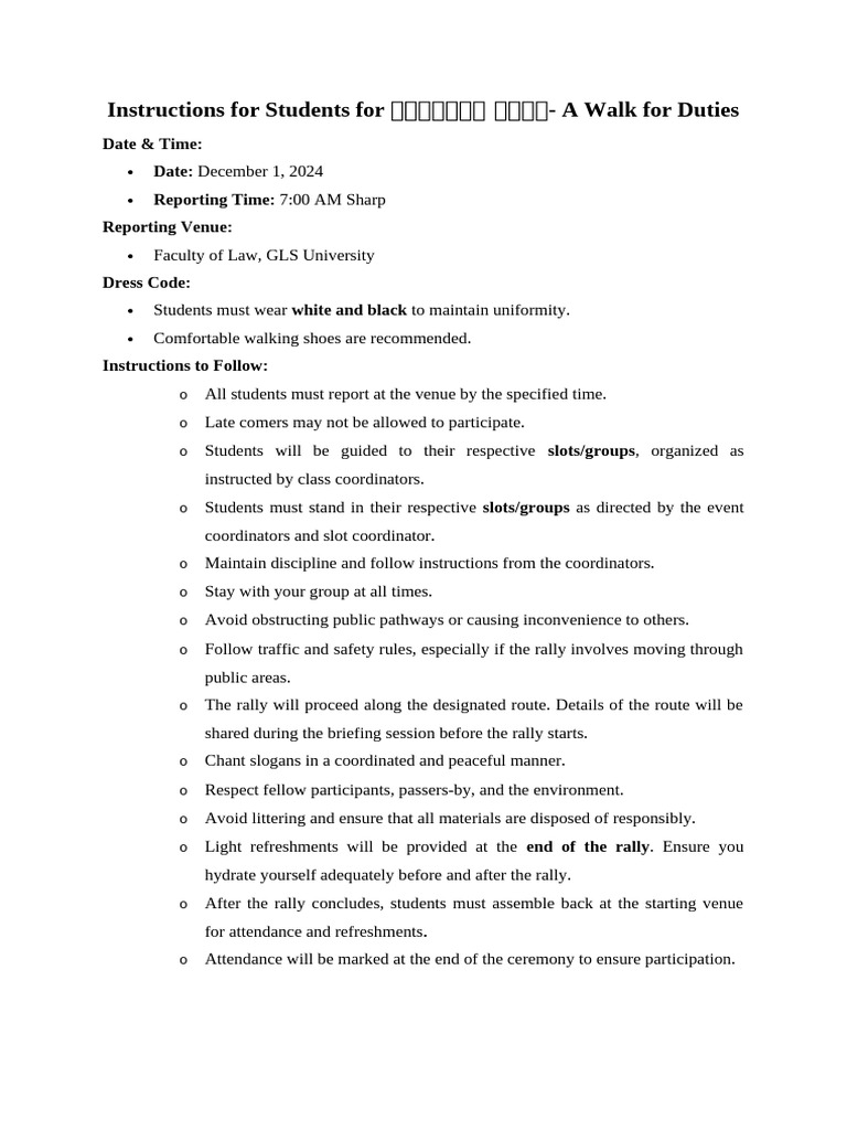 Instructions For Students | PDF