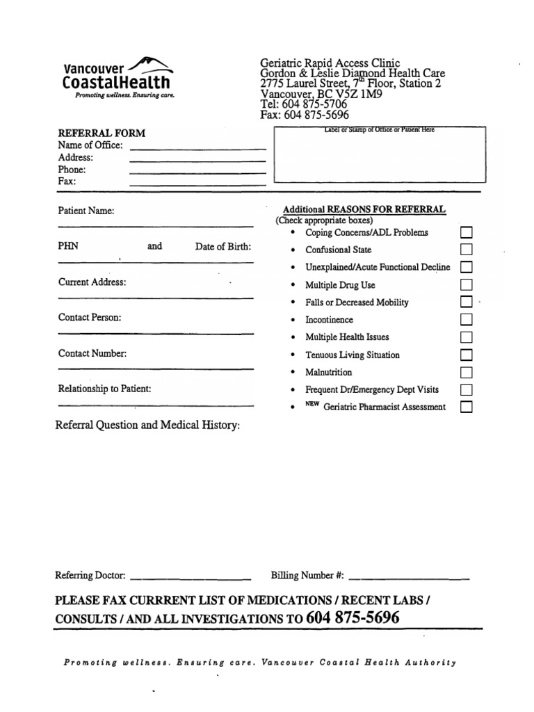 Geriatric Specialist Referral Form | PDF