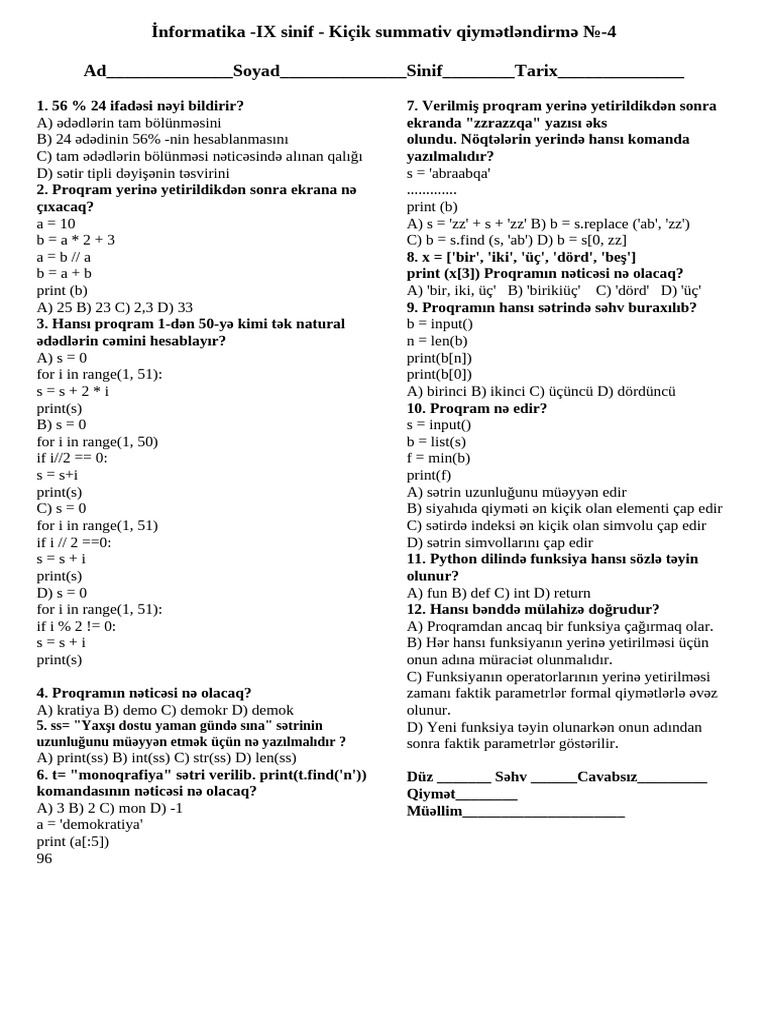 İnformatika - IX - KSQ + 4 | PDF