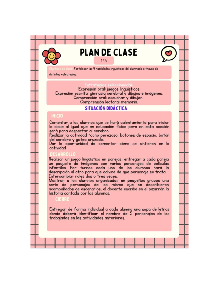 Plan de Clase 1ro | PDF