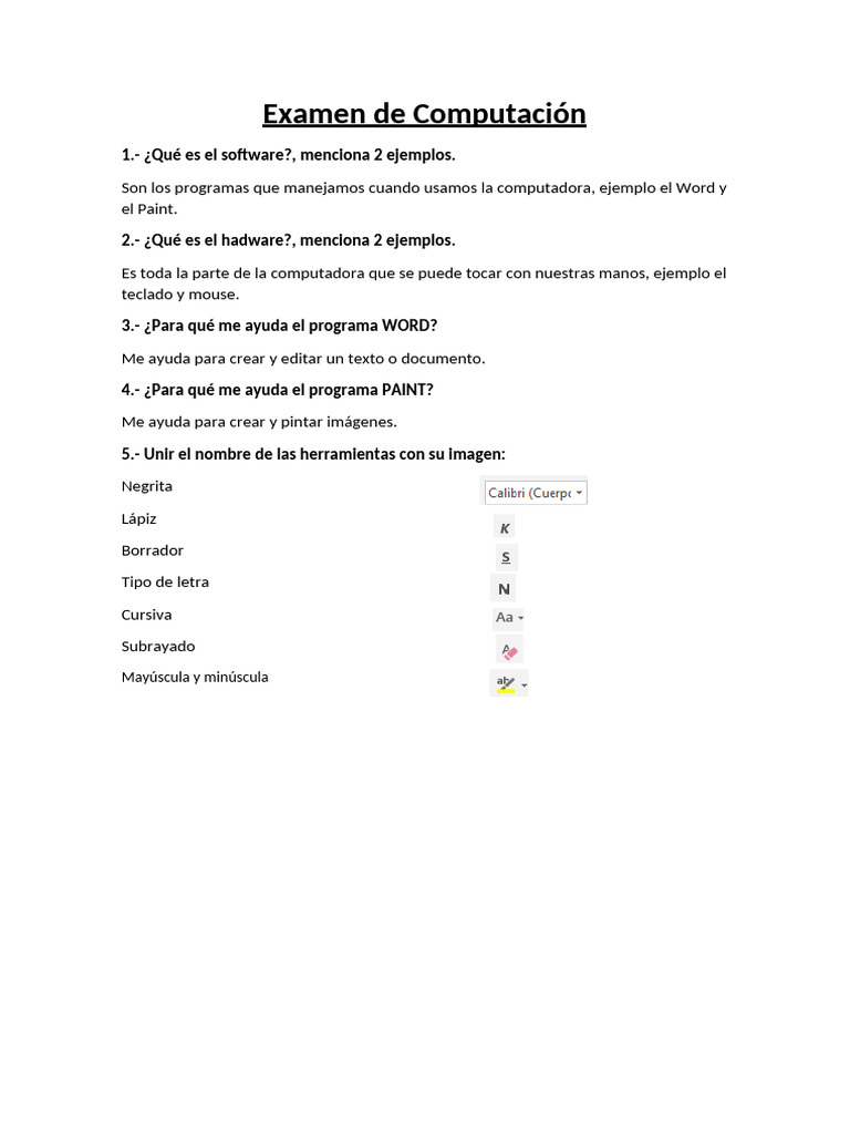 Examen De Computación Pdf