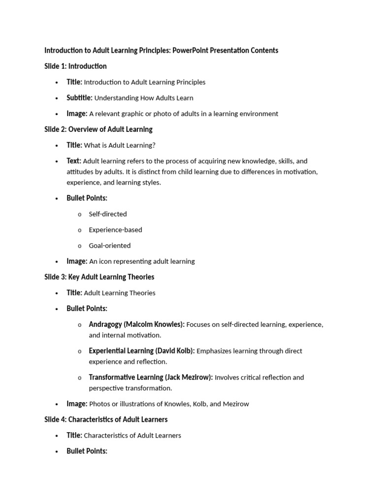 Introduction To Adult Learning Principles PowerPoint Presentation ...