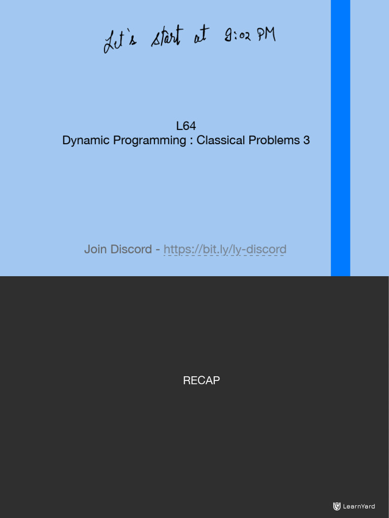 L64 - Dynamic Programming - Classical Problems 3 | PDF | Algorithms | Mathematical Objects