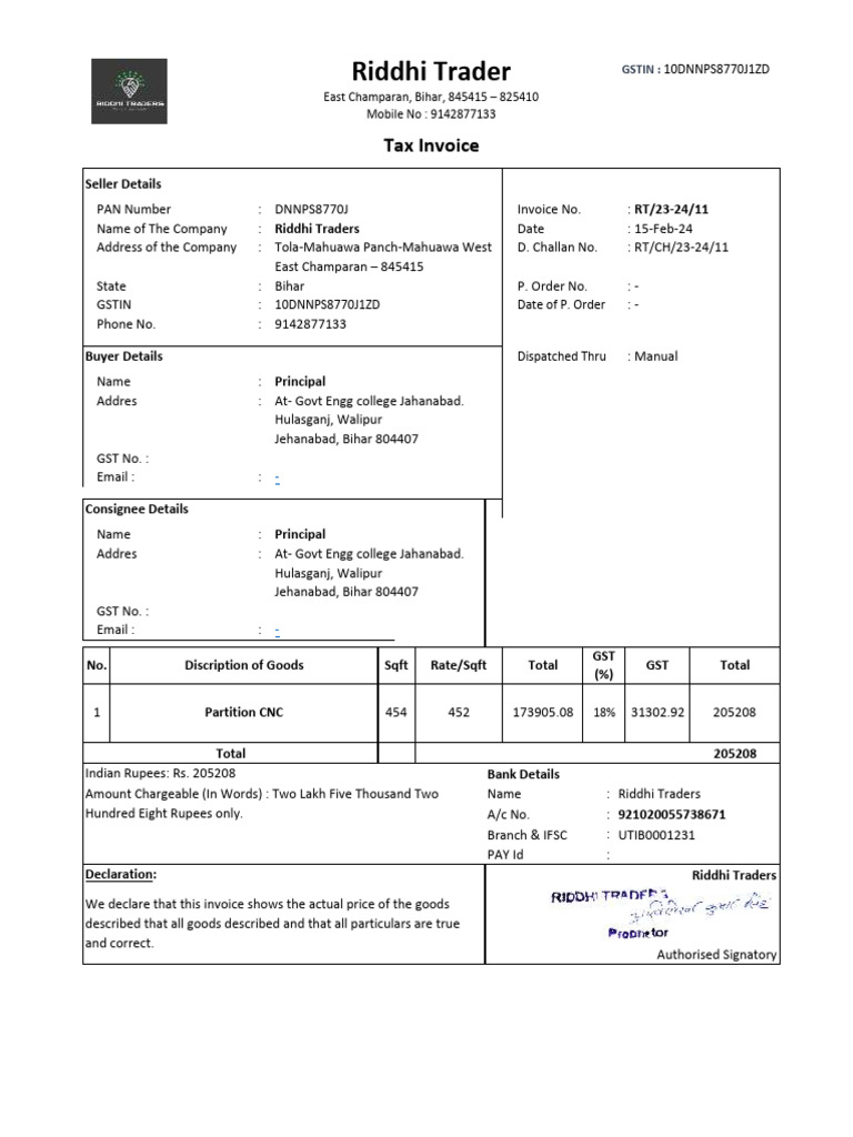 11 - Bill - Quotation Bill | PDF | Invoice | Government Finances